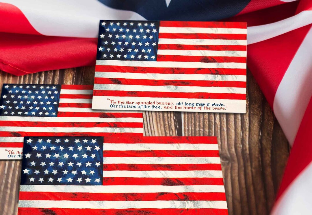 Patriotic Vintage Victorian Postcards American Flag, July Fourth 4th ...