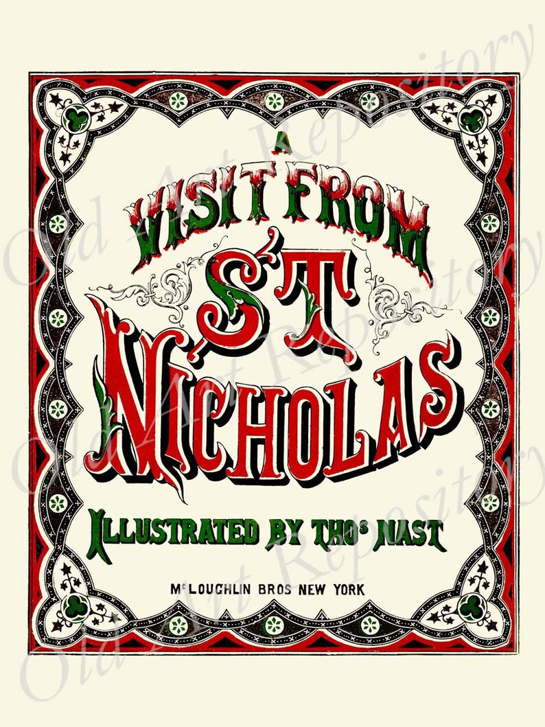 Victorian Christmas Book Cover Art Vintage Digital Download - Etsy