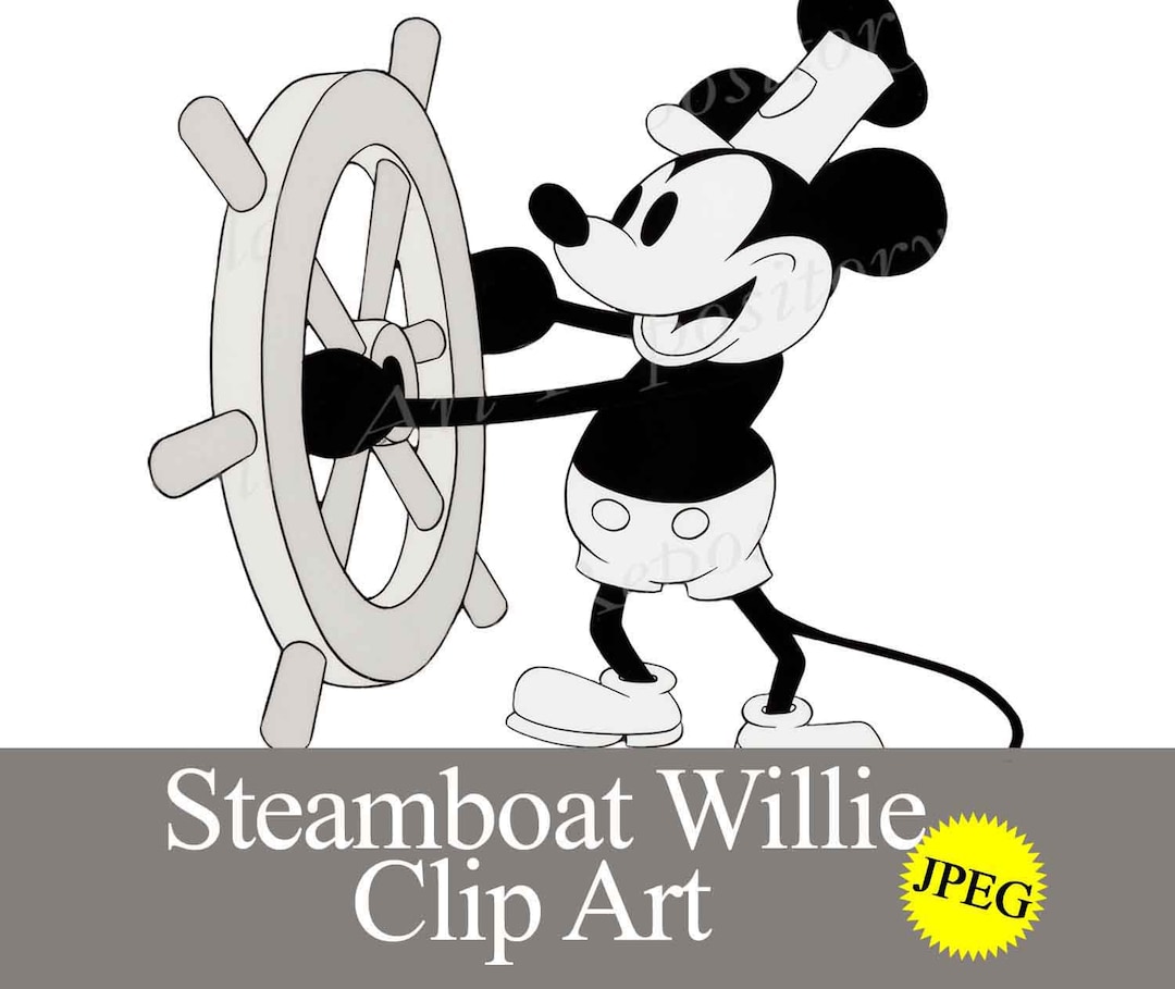 Vintage Steamboat Willie Mouse JPEG Clipart Printable Digital Download ...