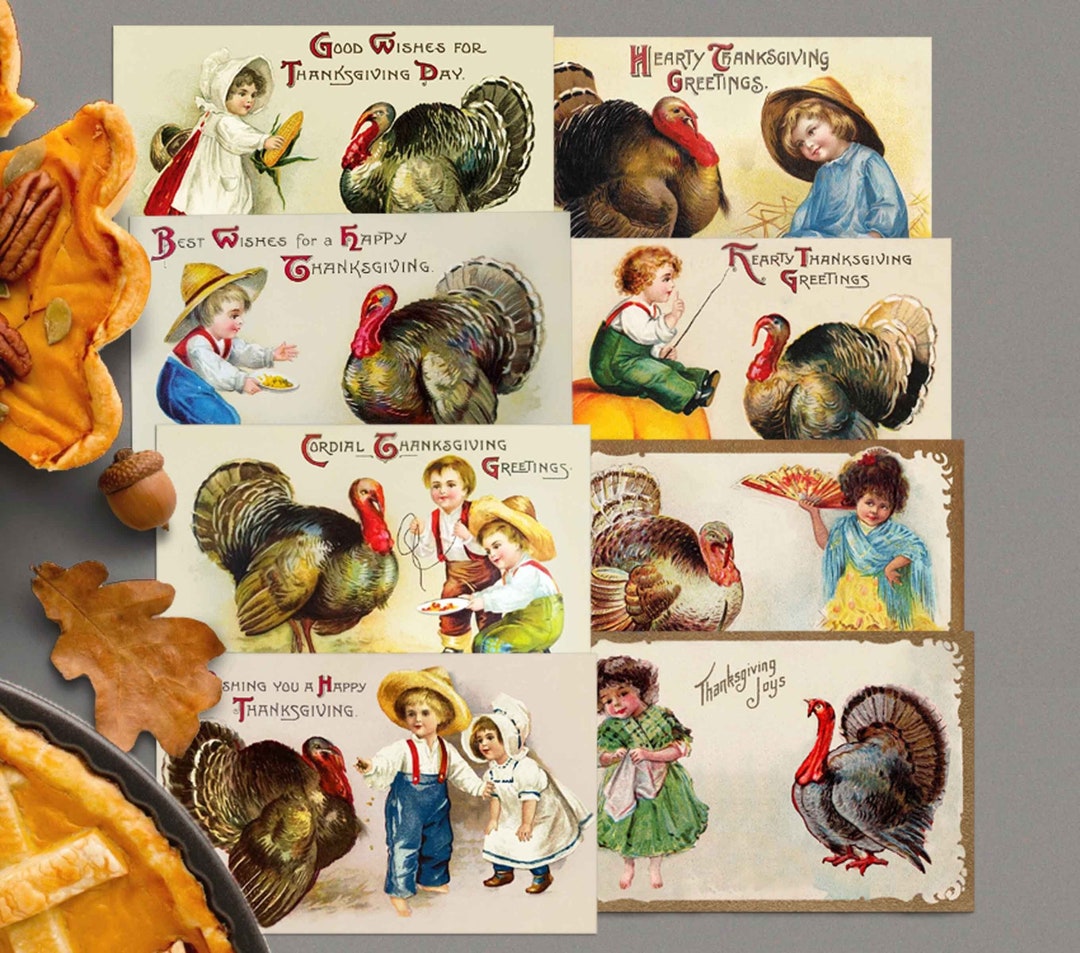 Printable Vintage Thanksgiving Postcards, Kids, Turkeys Victorian ...