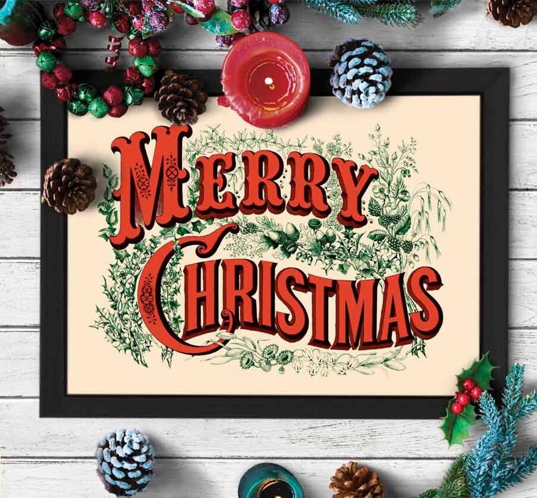 Vintage Merry Christmas Sign: Rustic Farmhouse Printable (digital Download) - Etsy