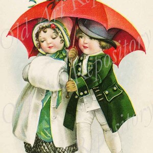 Printable Vintage Christmas Postcards. Victorian Boys and Girls Digital ...
