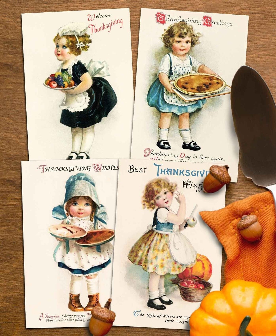 Printable Vintage Thanksgiving Postcards, Girls Cooking Victorian ...