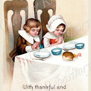 Printable Vintage Thanksgiving Postcards, Pilgrim Boys and Girls ...