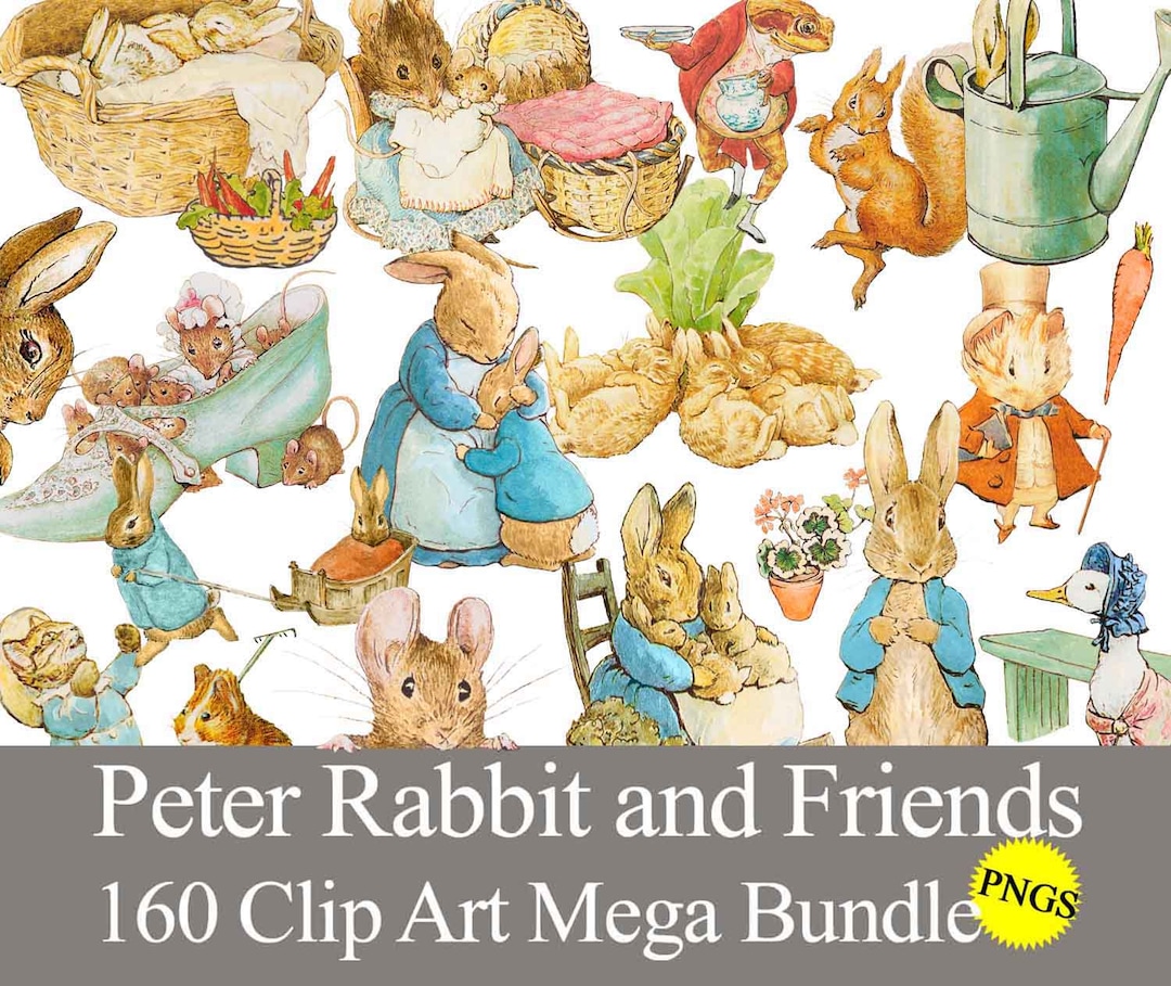 Peter Rabbit PNG Clip Art Mega Bundle for Baby Shower Birthday Party ...