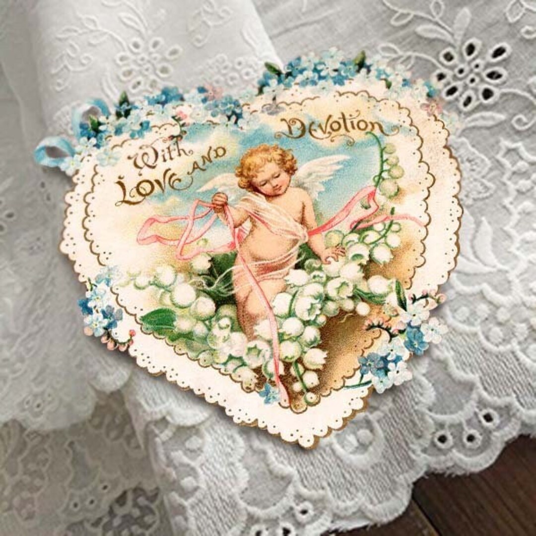 Printable Vintage Cupid Heart Valentine Card Valentine's Day Digital ...