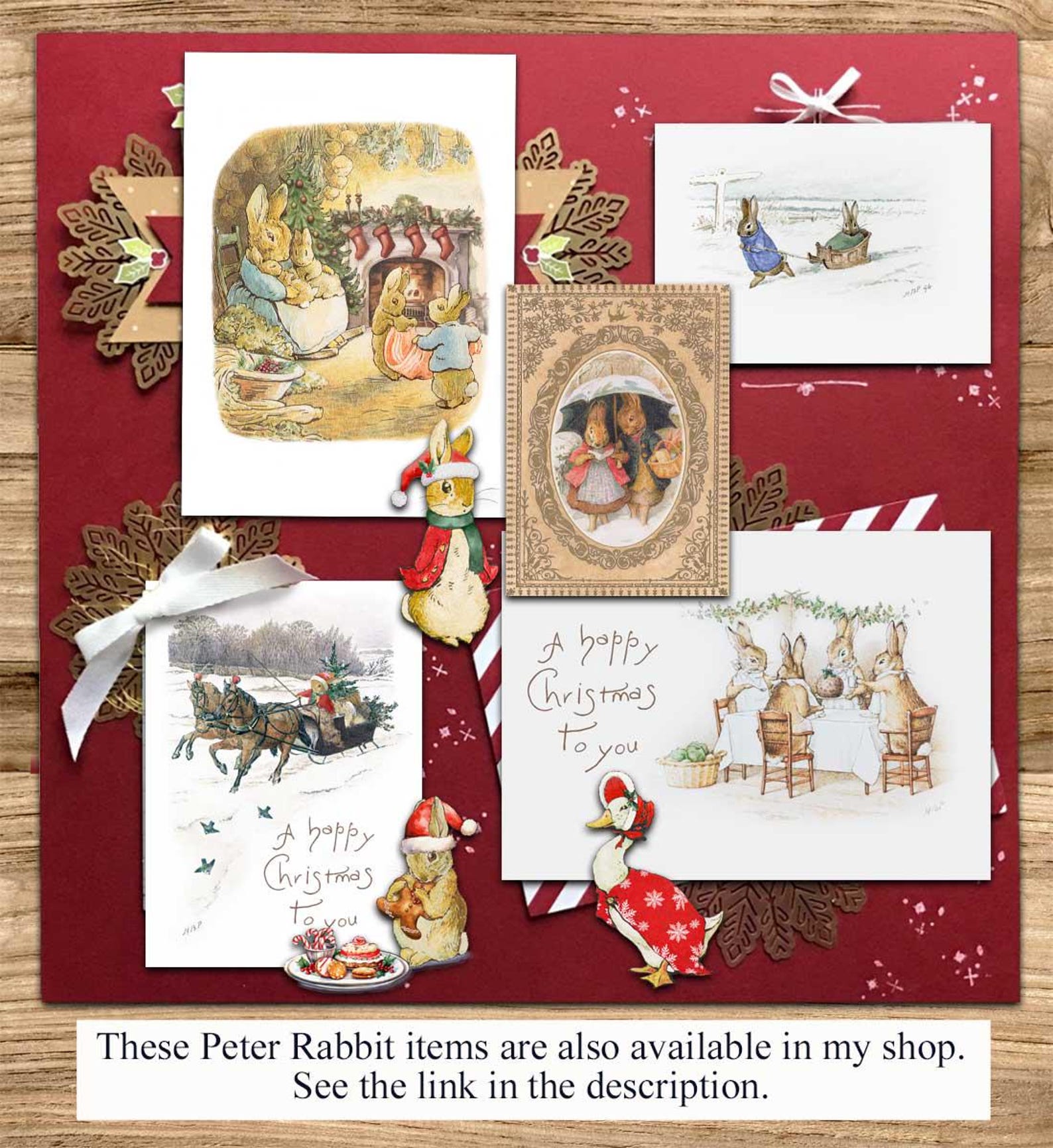 Peter Rabbit Christmas Wreath Clipart PNG & JPEG Watercolor for Xmas ...
