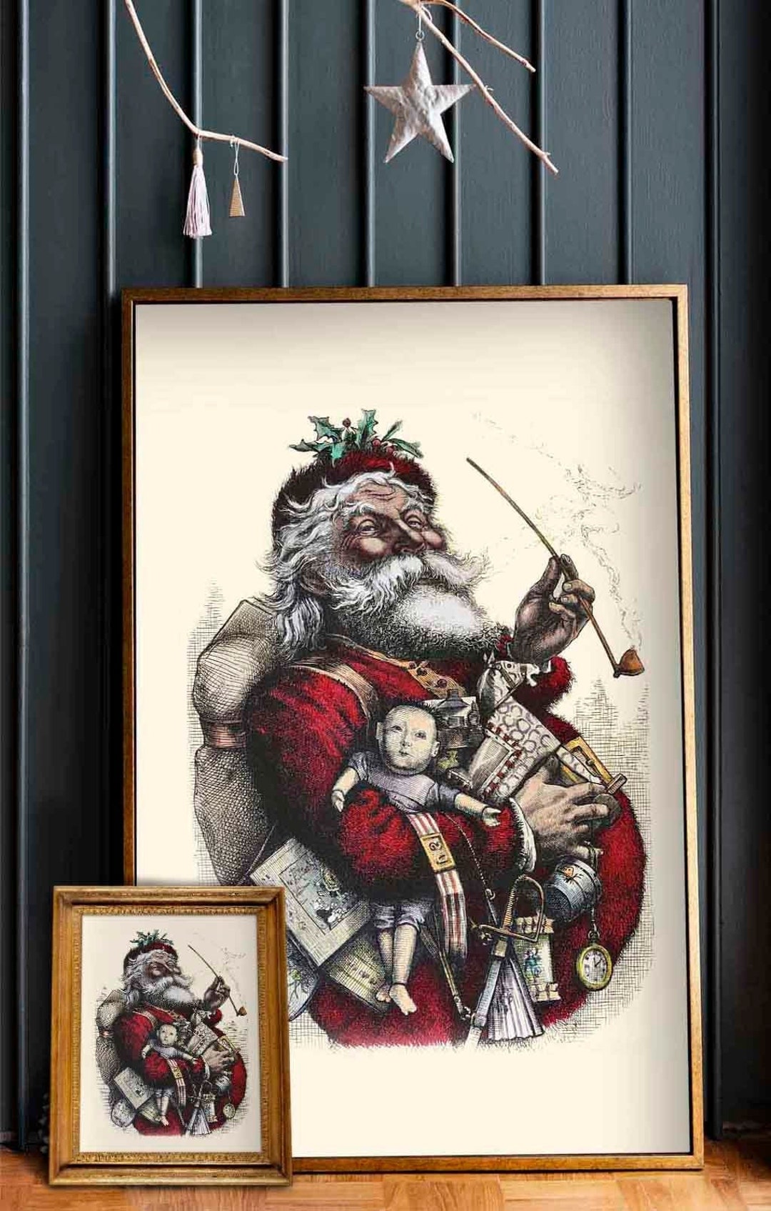 Vintage Santa Claus Christmas Decor Digital Printable Wall Art ...