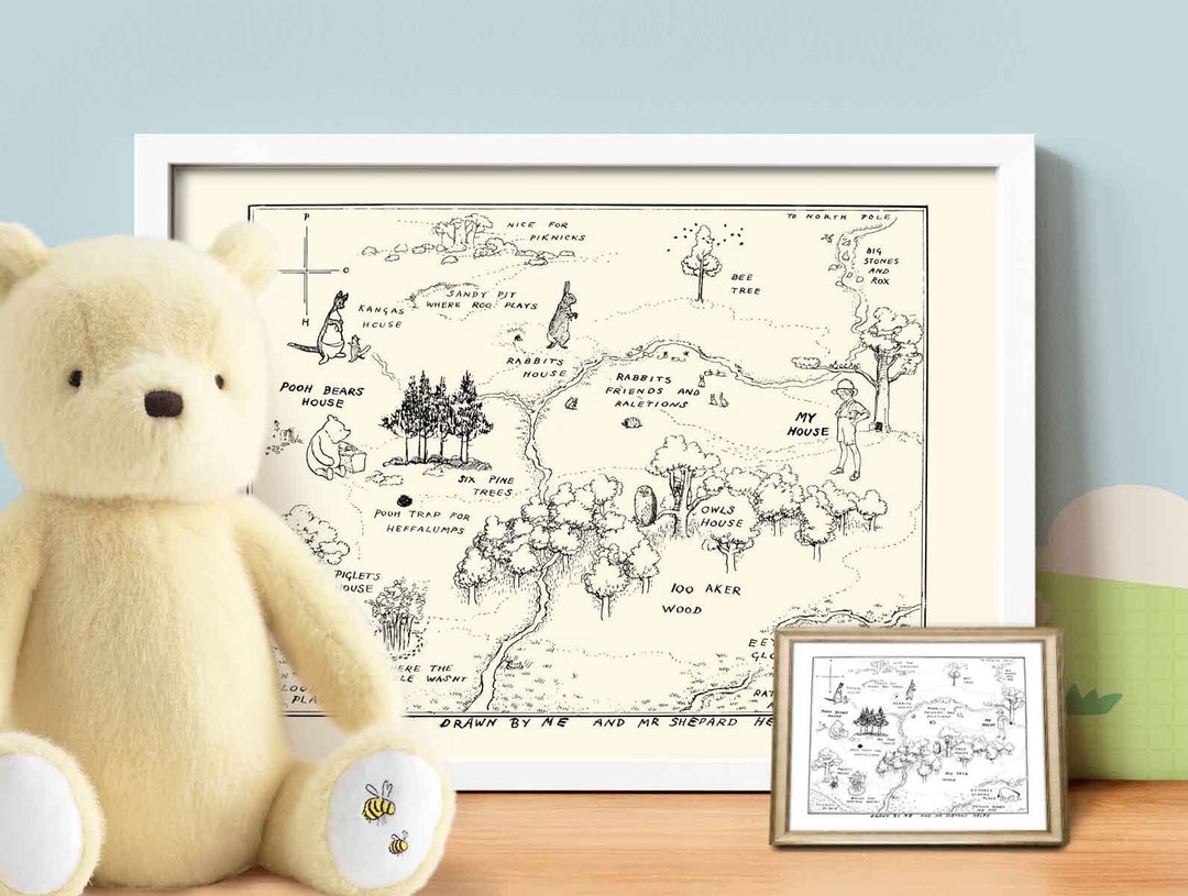 Winnie the Pooh Map, 100 Acre Wood Printable Map, Classic Pooh, One ...