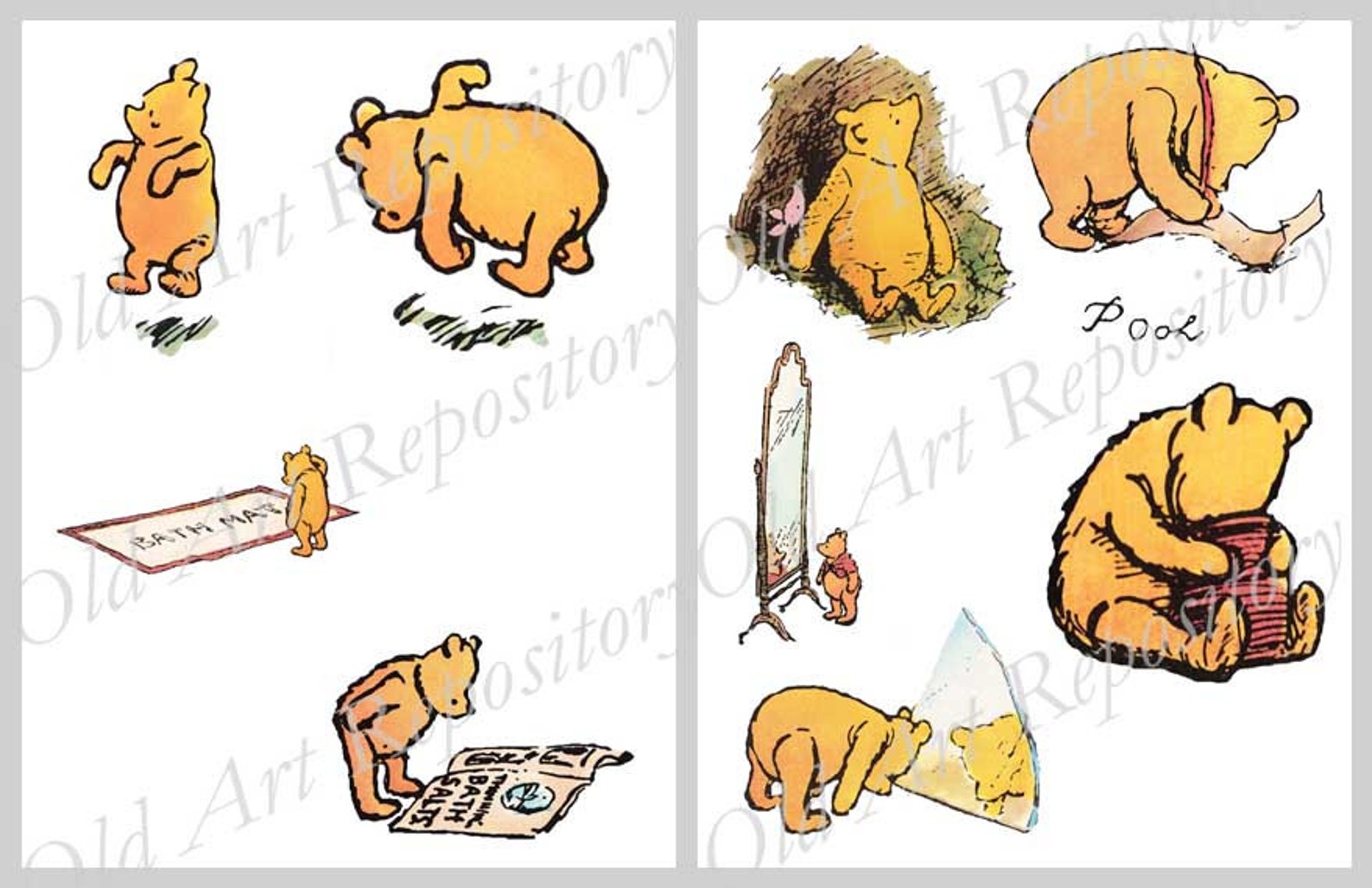 Classic Winnie the Pooh JPEG Clip Art Graphics for Baby - Etsy Australia