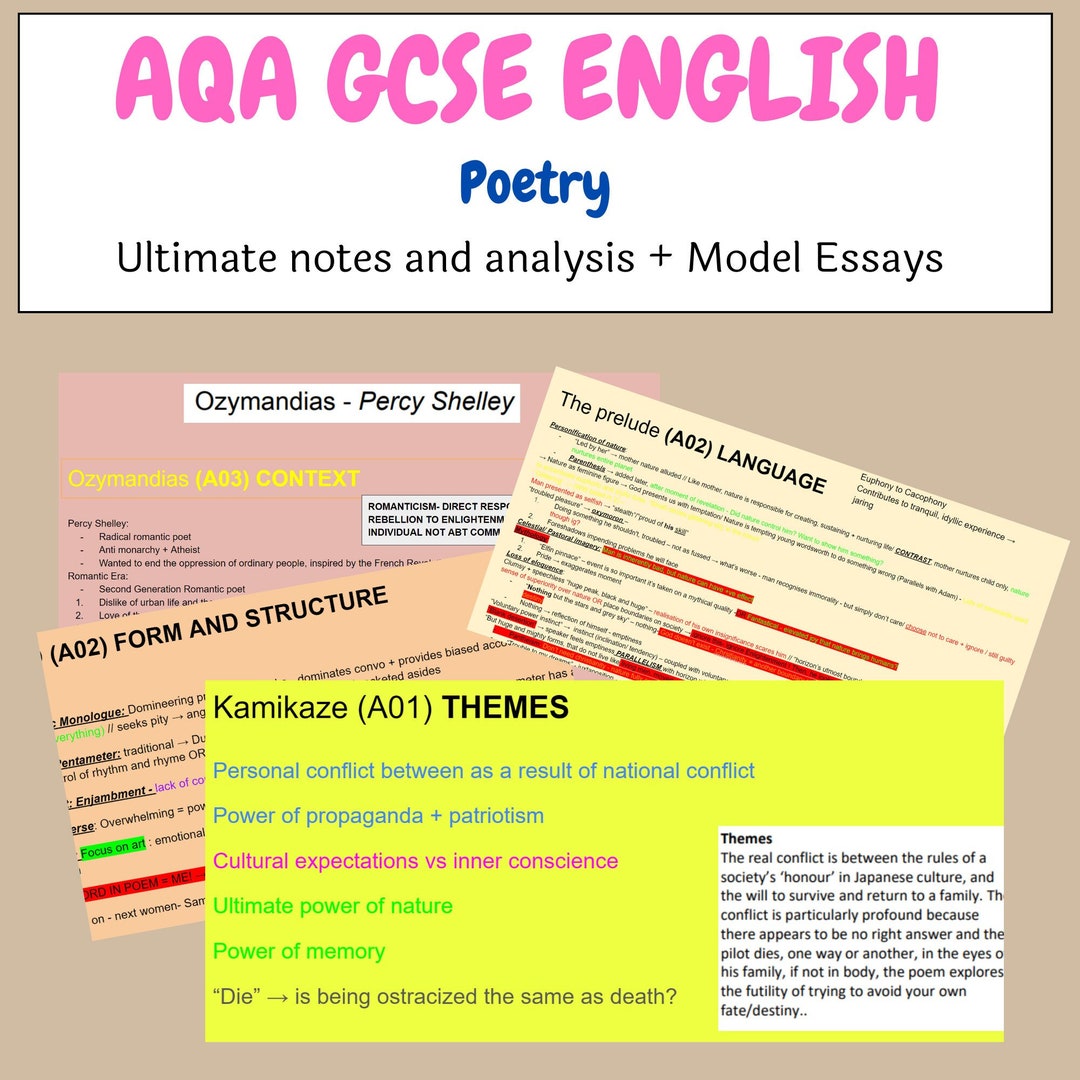 AQA GCSE ENGLISH Poetry Power and Confict Ultimate Notes Grade - Etsy UK