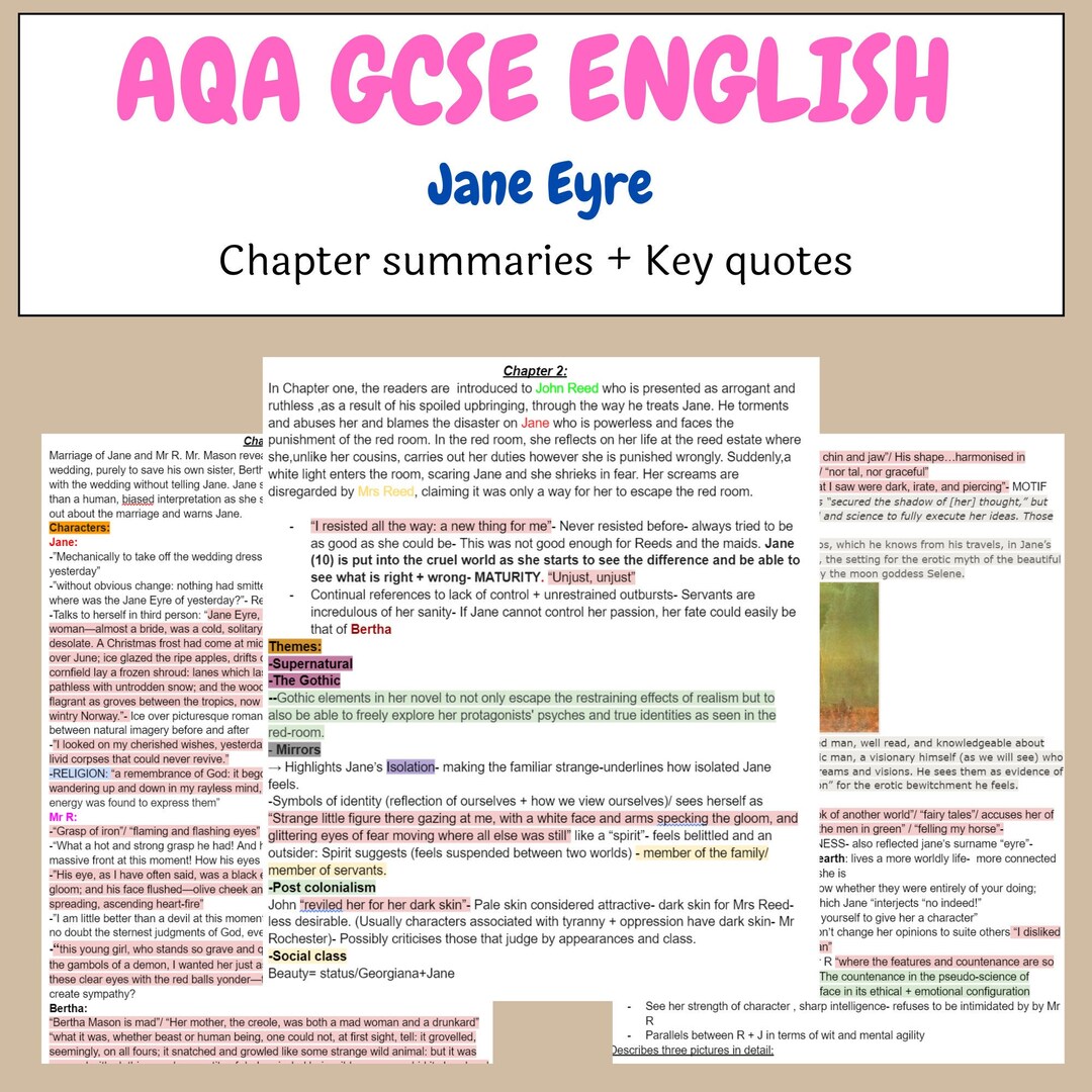 AQA GCSE ENGLISH Jane Eyre Notes - Etsy