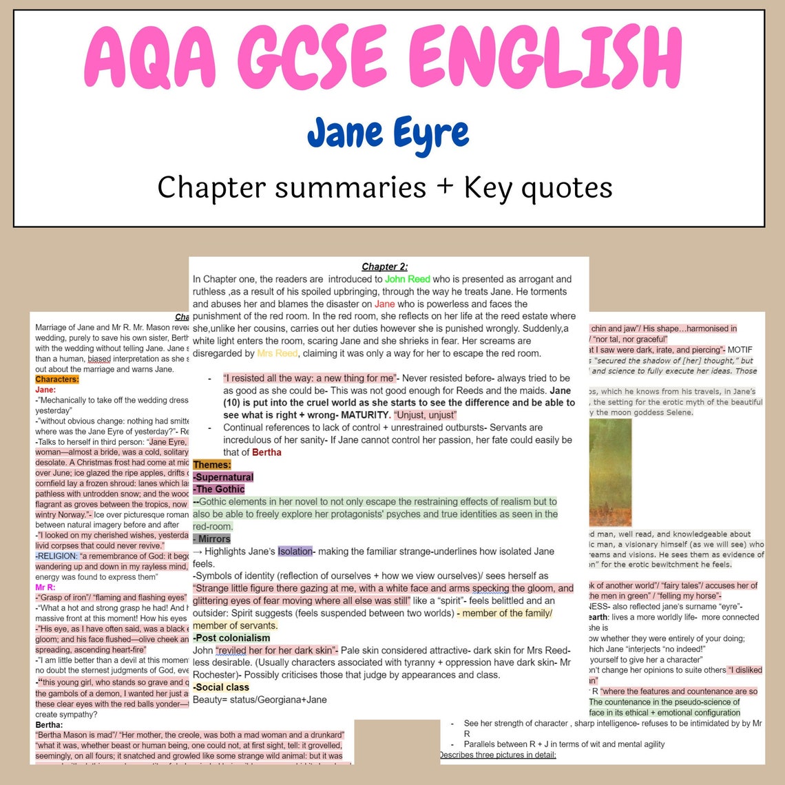 AQA GCSE ENGLISH Jane Eyre Notes - Etsy