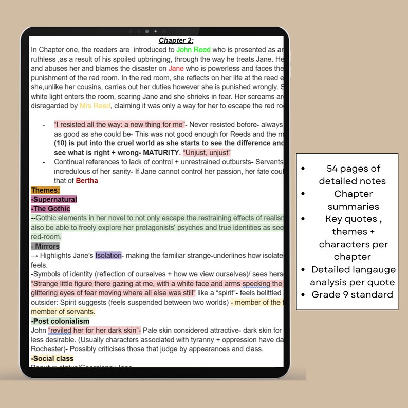 AQA GCSE ENGLISH Jane Eyre Notes (Instant Download) - Etsy