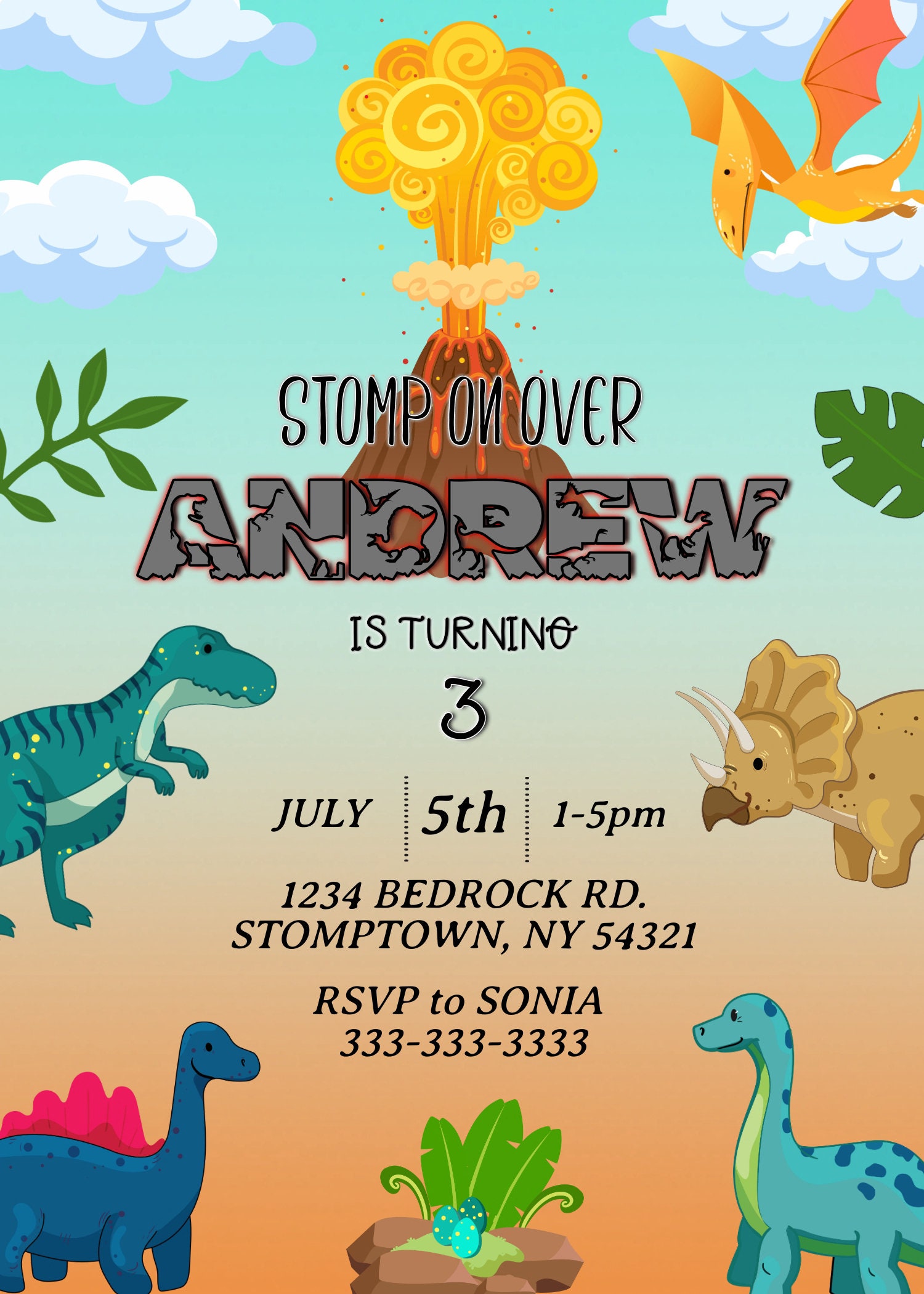 Invitación de dinosaurio, invitación de cumpleaños de dinosaurio ...
