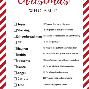 Christmas Who Am I Game, Instant Download, A4 Print Out Christmas Game ...