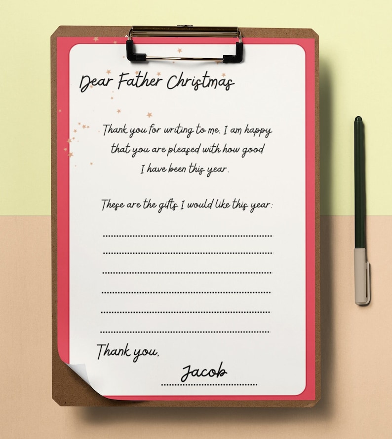 A4 Letter to Father Christmas, Instant Digital Download, Letter to and ...