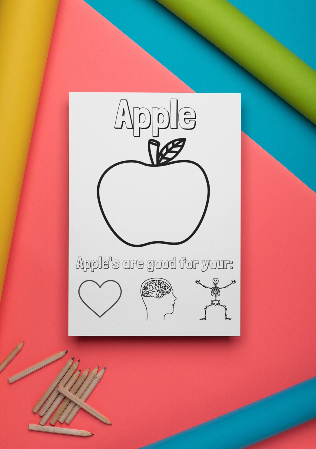 Fruit Coloring in Pages, Instant Downloads, Educational Fun in A4 Size ...