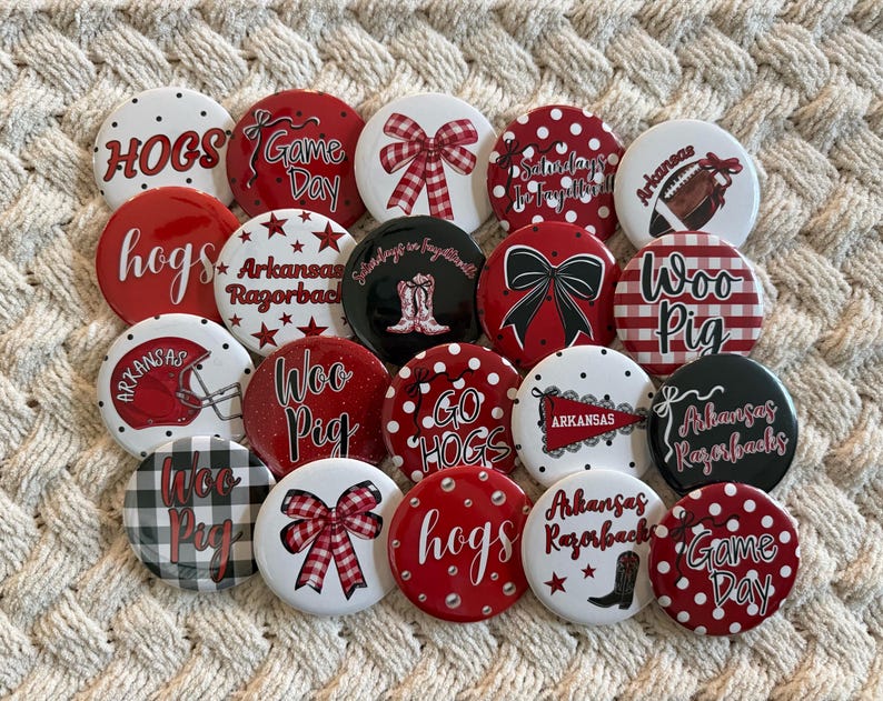 University of Arkansas Game Day Tailgate Buttons | 3 Inch - Etsy