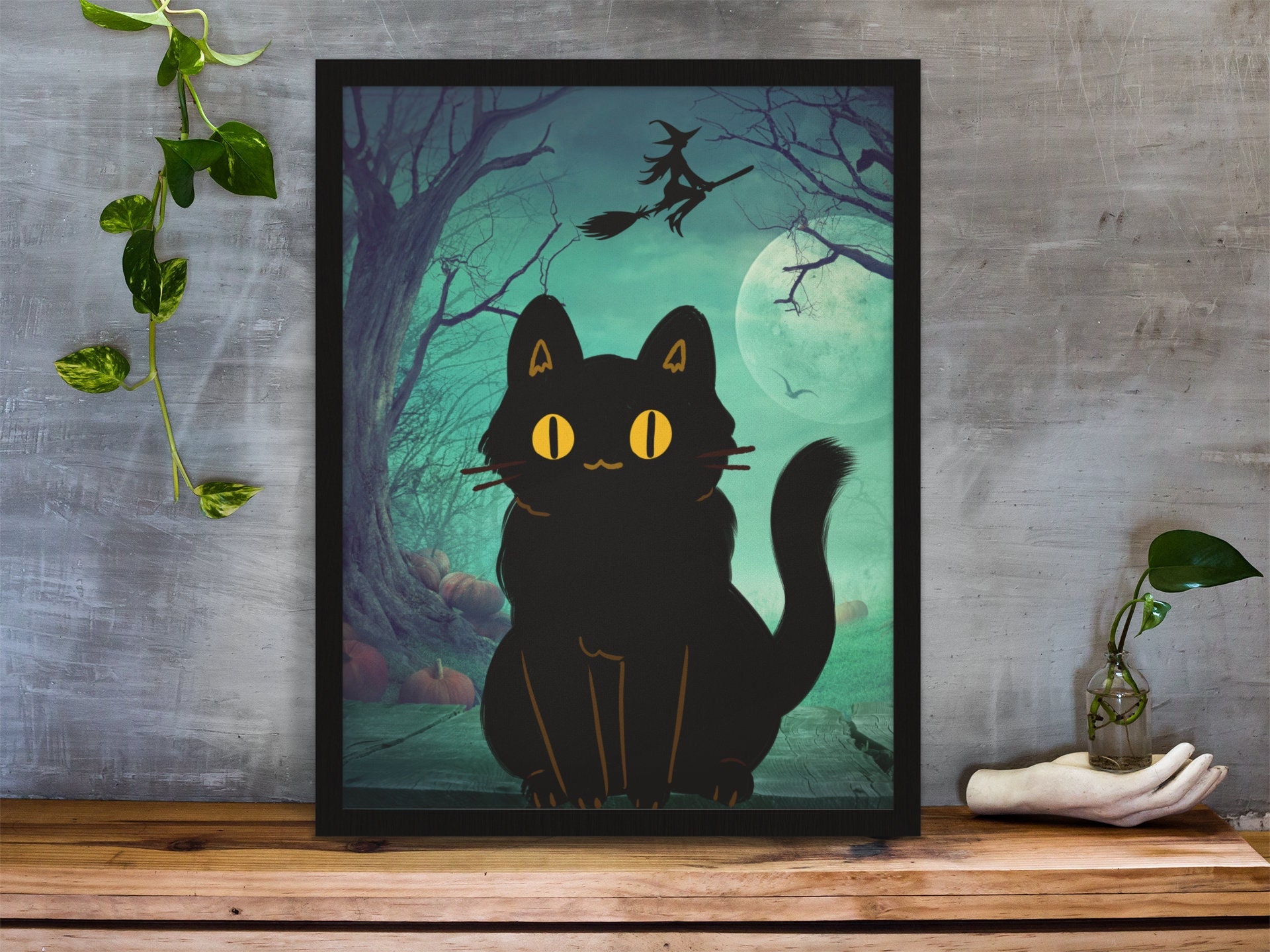 Black Cat Spooky PRINTABLE Artwork, Downloadable Prints, Printable Wall ...
