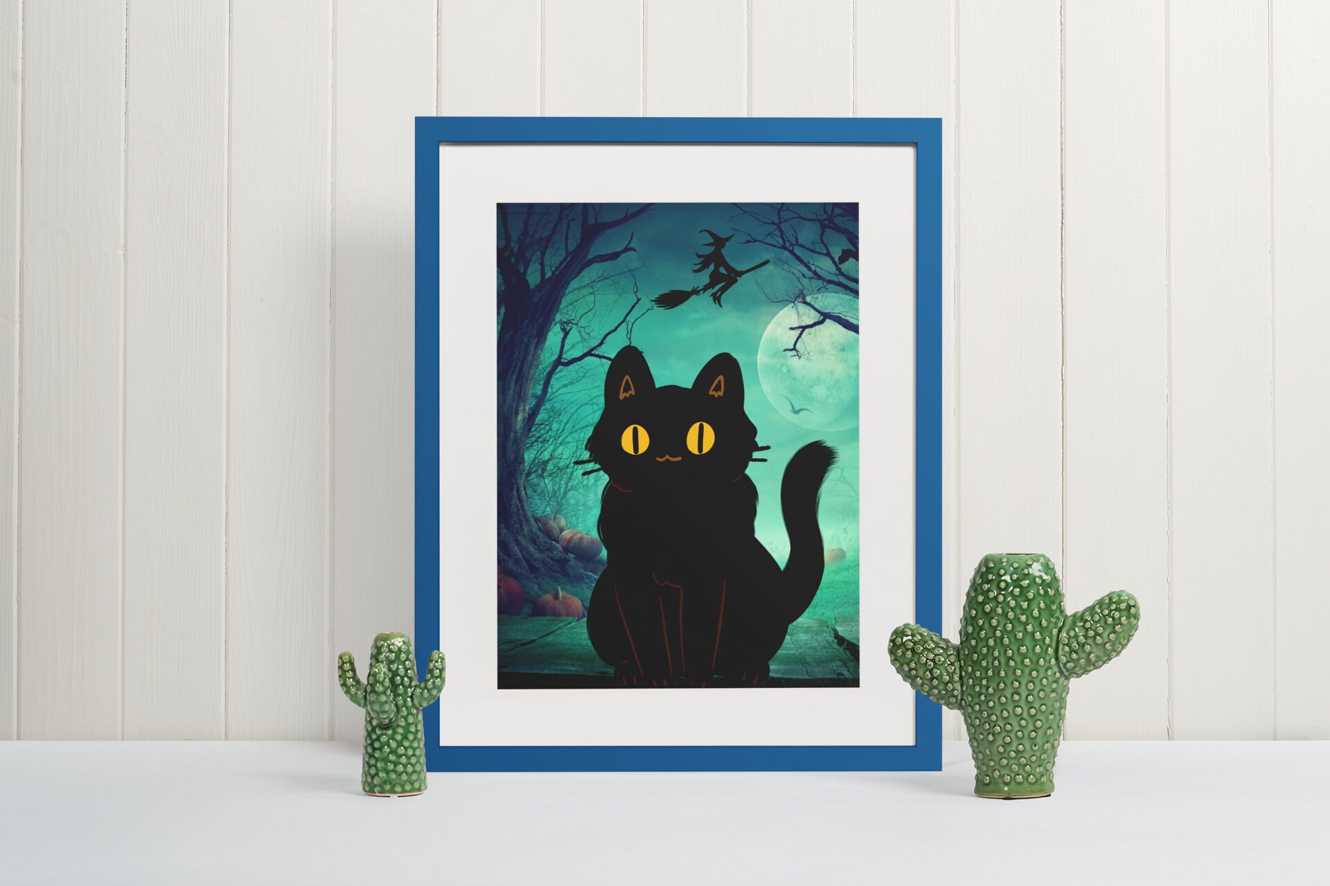 Black Cat Spooky PRINTABLE Artwork, Downloadable Prints, Printable Wall ...