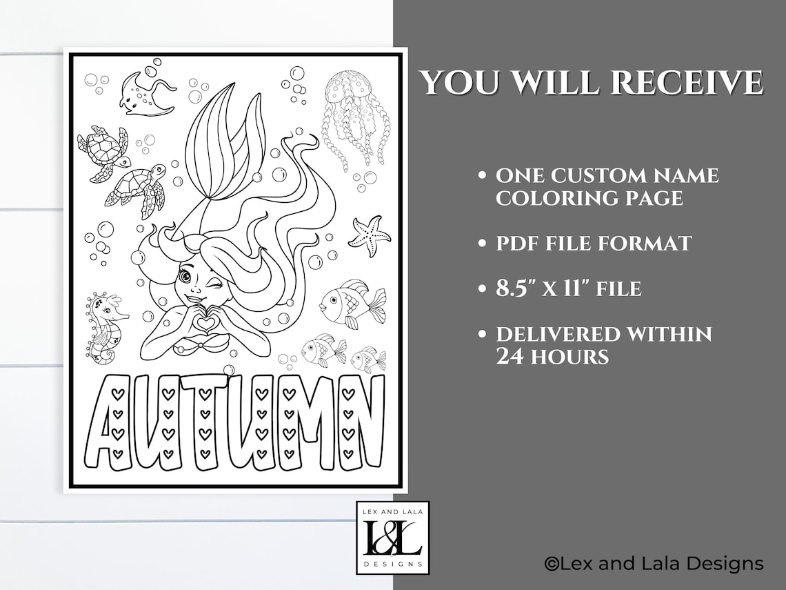 Personalized Coloring Page Name Coloring Page Custom Coloring Page Girl ...