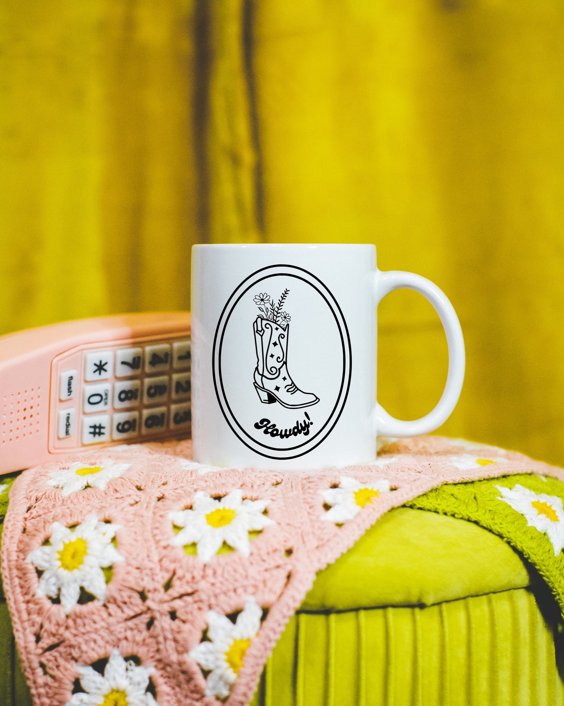 Howdy Ceramic Mug, Coffee, Groovy Mug for Hot Coffee, Cute Mug, Trendy ...