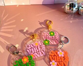 Retro & Groovy Motel Aesthetic Keychains Cute Pink Boho Inspired Keys ...