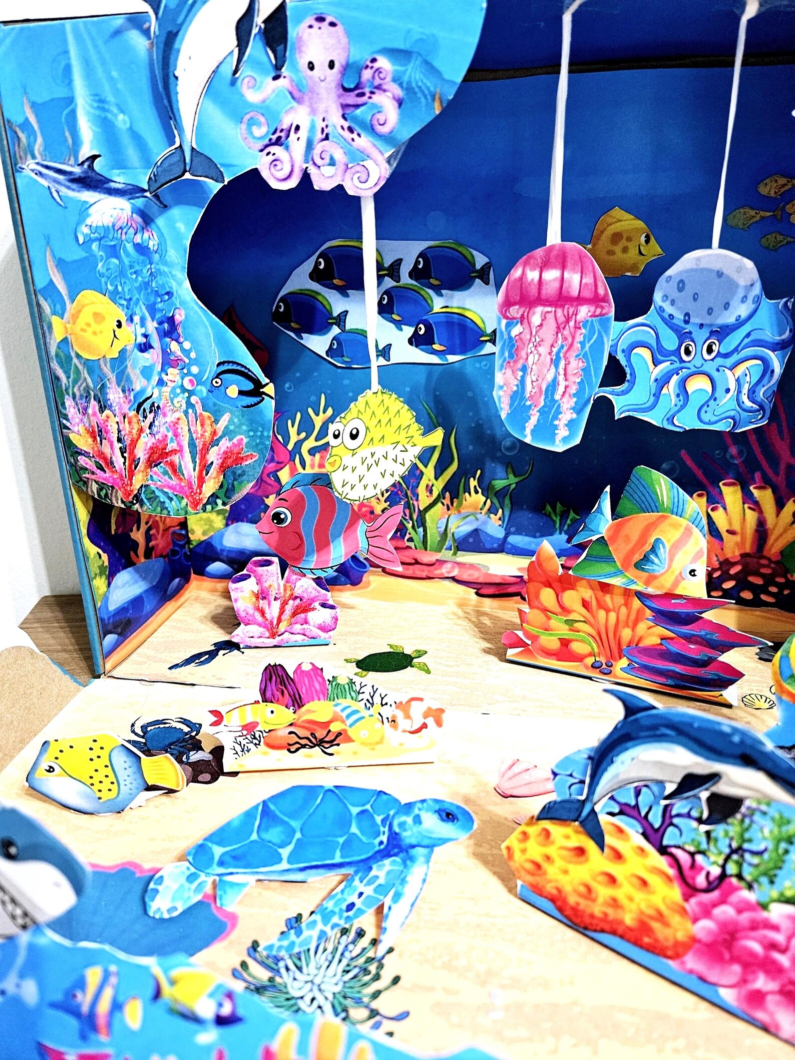 Shoebox Diorama,blue Ocean Sea Habitat Animals Fish Shark Miniature ...