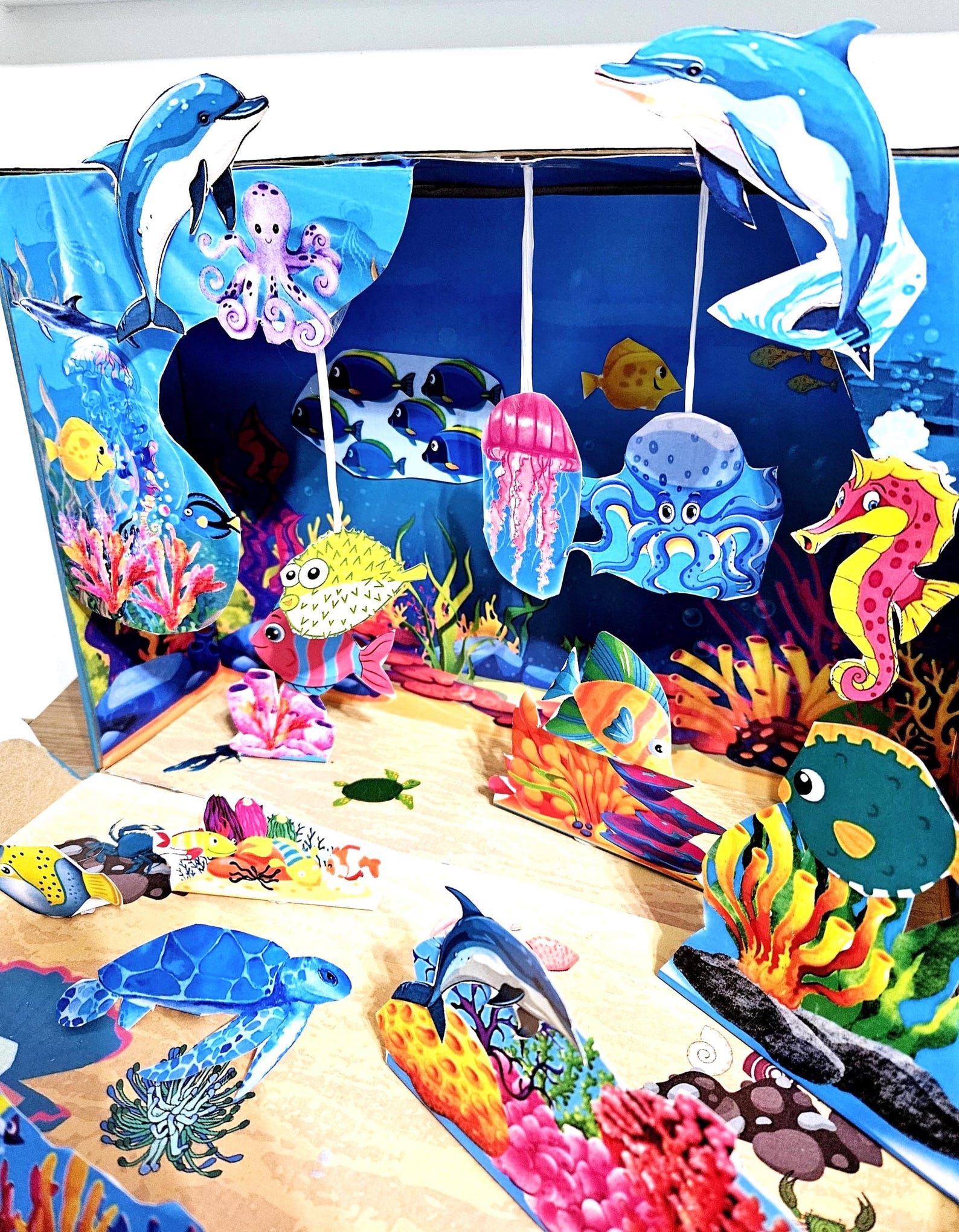Shoebox Diorama,blue Ocean Sea Habitat Animals Fish Shark Miniature ...