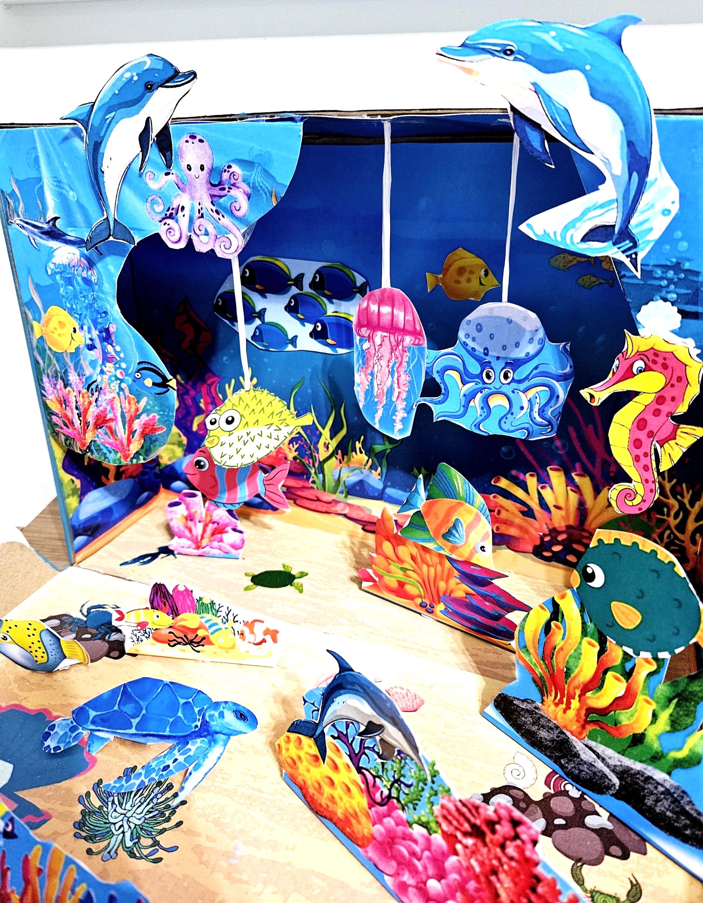 Shoebox Diorama,blue Ocean Sea Habitat Animals Fish Shark Miniature ...
