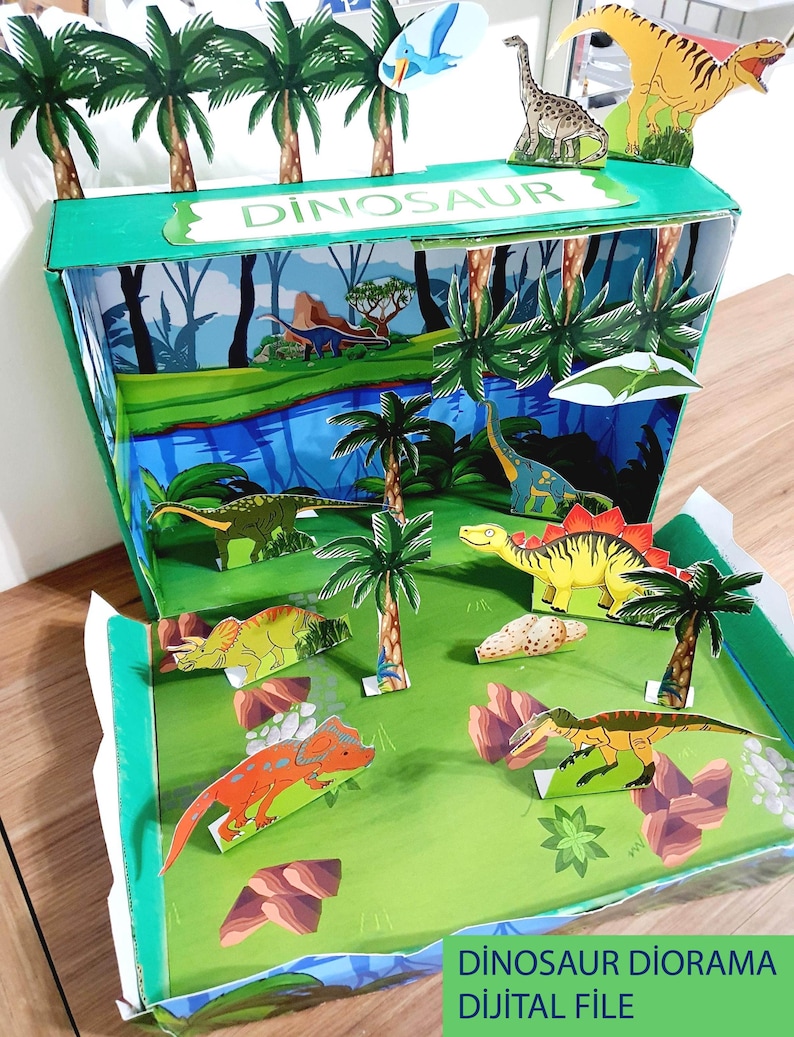 Printable Shoebox Dinosaur Diorama: Dinosaur Habitat Dijital File - Etsy