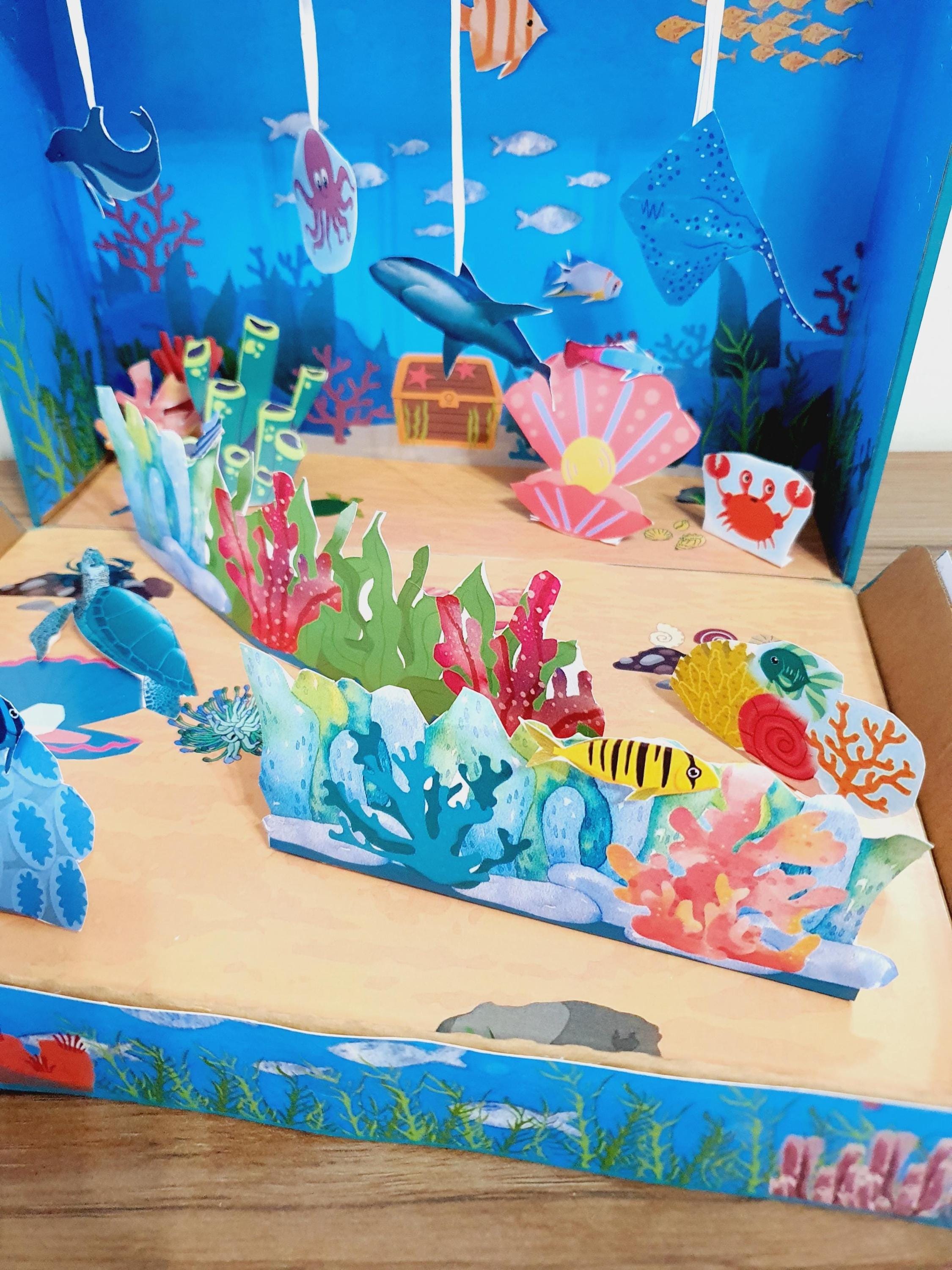 Shoebox Diorama,blue Ocean Sea Habitat Animals Fish Shark Miniature ...
