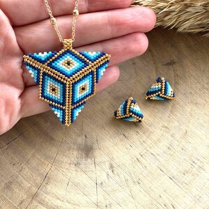 Women Beaded Miyuki Gold Bracelet With Triangle Gold Earring Jewelry ...