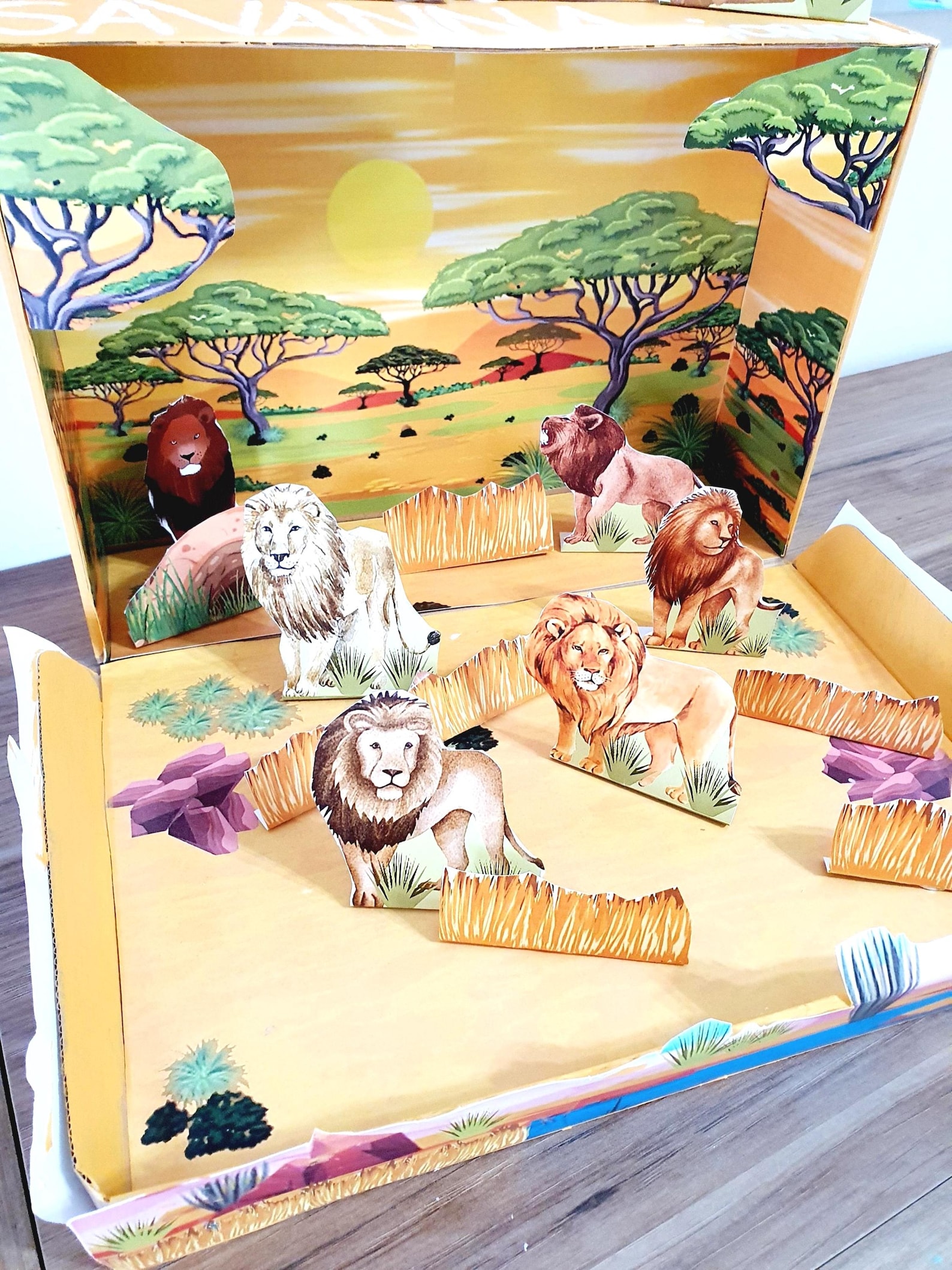 Printable Shoebox Lions Diorama: Savanna Habitat Dijital File - Etsy