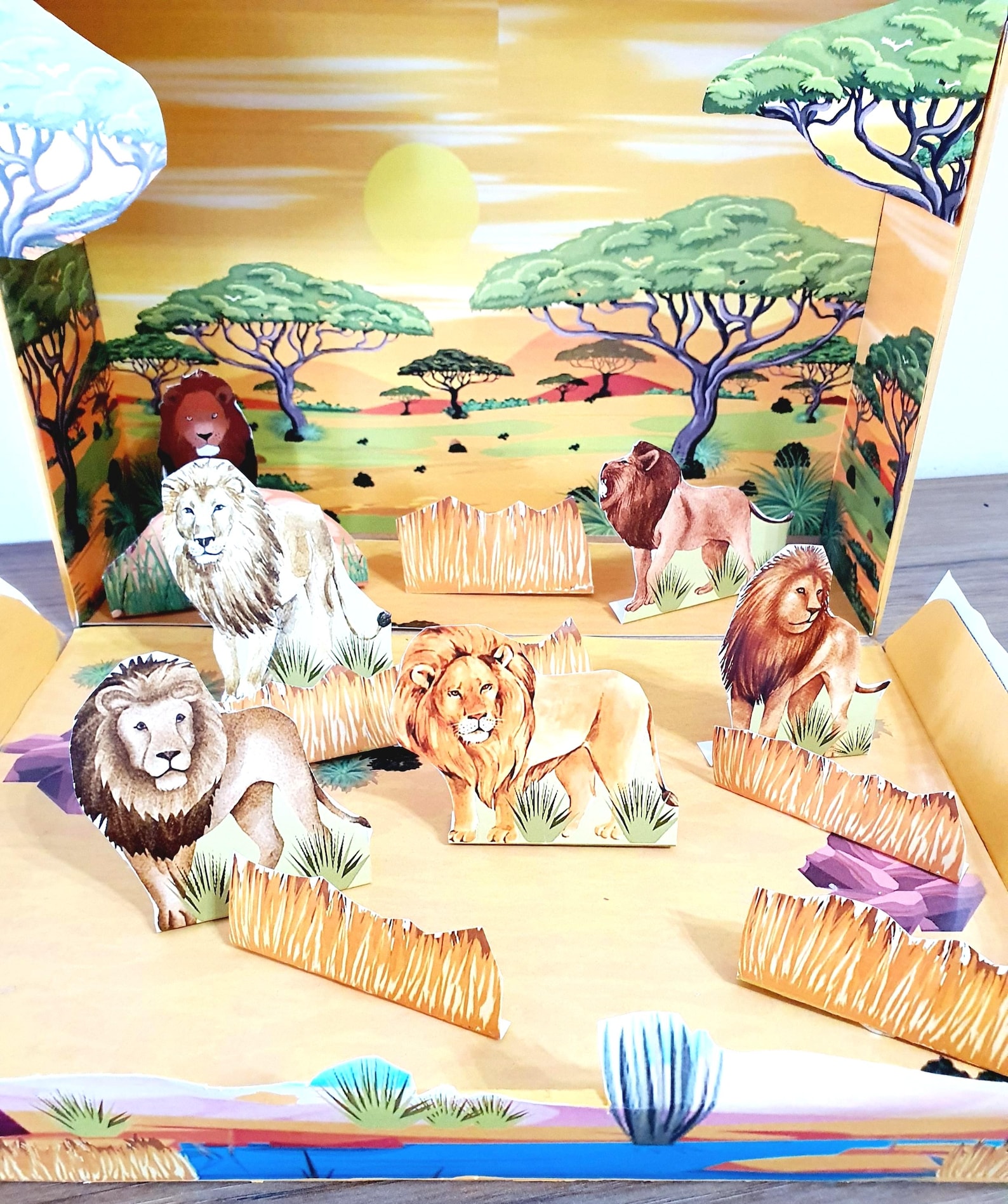 Printable Shoebox Lions Diorama: Savanna Habitat Dijital File - Etsy