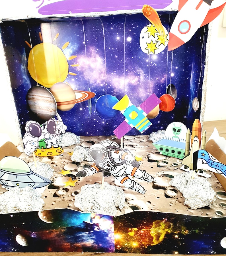 Printable Shoebox Diorama Solar System: Space Planet Astronaut Project ...