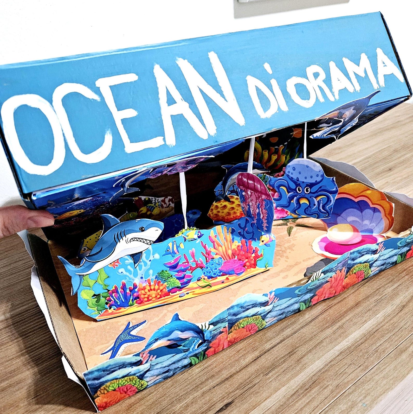 Printable Shoebox Ocean Diorama: Fish Shark Sea Animals Habitat Kids ...