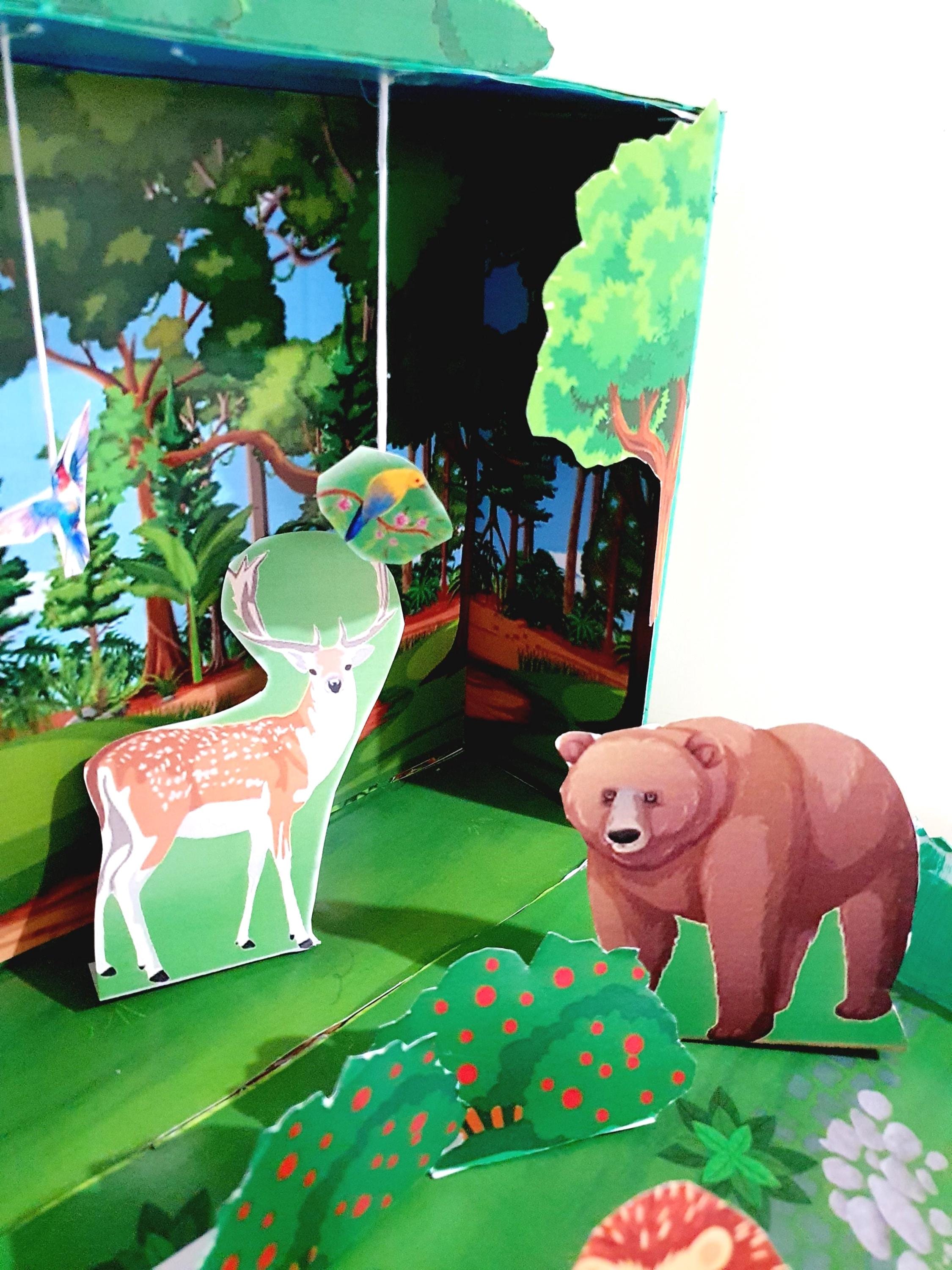 Printable Shoebox Diorama,green Forest Habitat Animals Nature Miniature ...