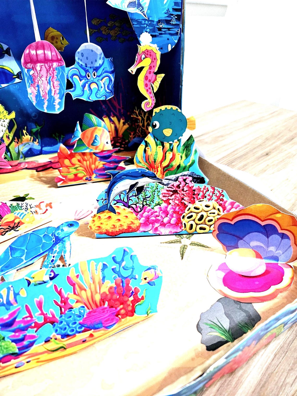 Printable Shoebox Ocean Diorama: Fish Shark Sea Animals Habitat Kids ...