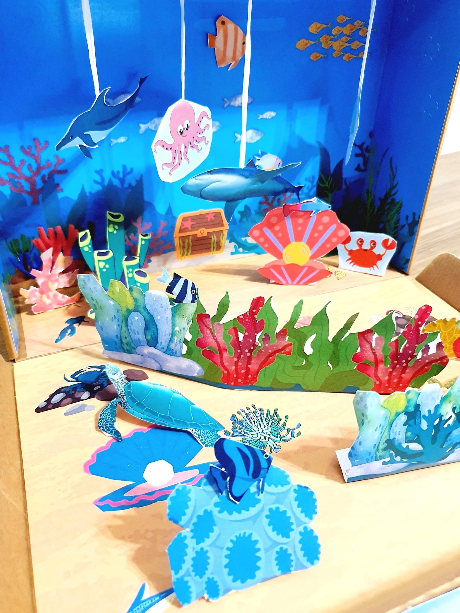 Printable Shoebox Diorama,blue Ocean Sea Habitat Animals Fish Shark ...