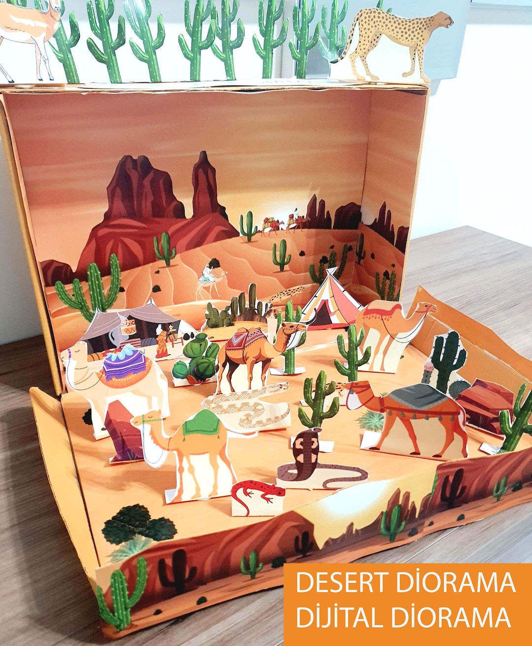 Printable Shoebox Desert Diorama: Camel Cactus Habitat Dijital File - Etsy