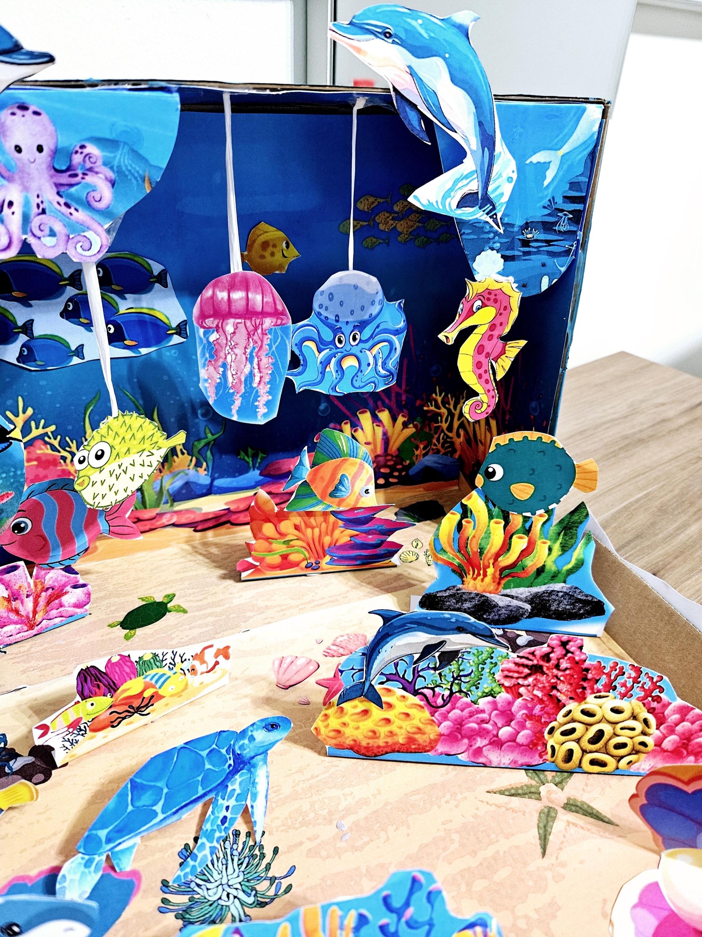 Printable Shoebox Ocean Diorama: Fish Shark Sea Animals Habitat Kids ...