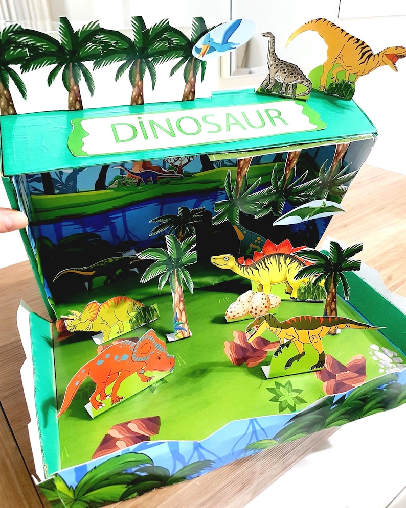 Printable Shoebox Dinosaur Diorama: Dinosaur Habitat Dijital File - Etsy