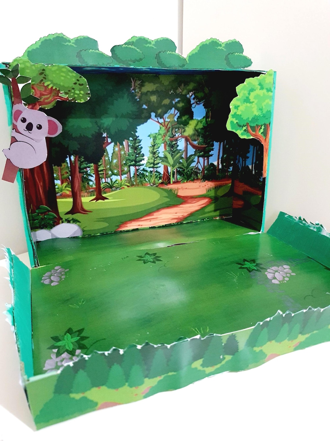 Printable Shoebox Diorama,green Forest Habitat Animals Nature Miniature ...