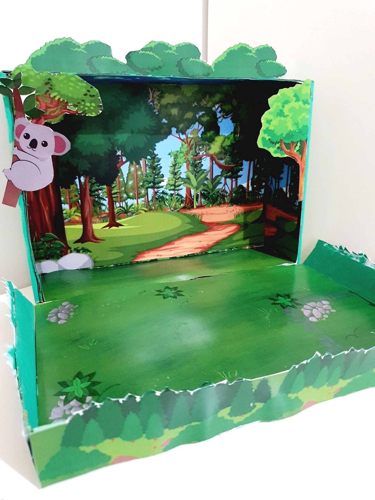 Printable Shoebox Diorama,green Forest Habitat Animals Nature Miniature ...