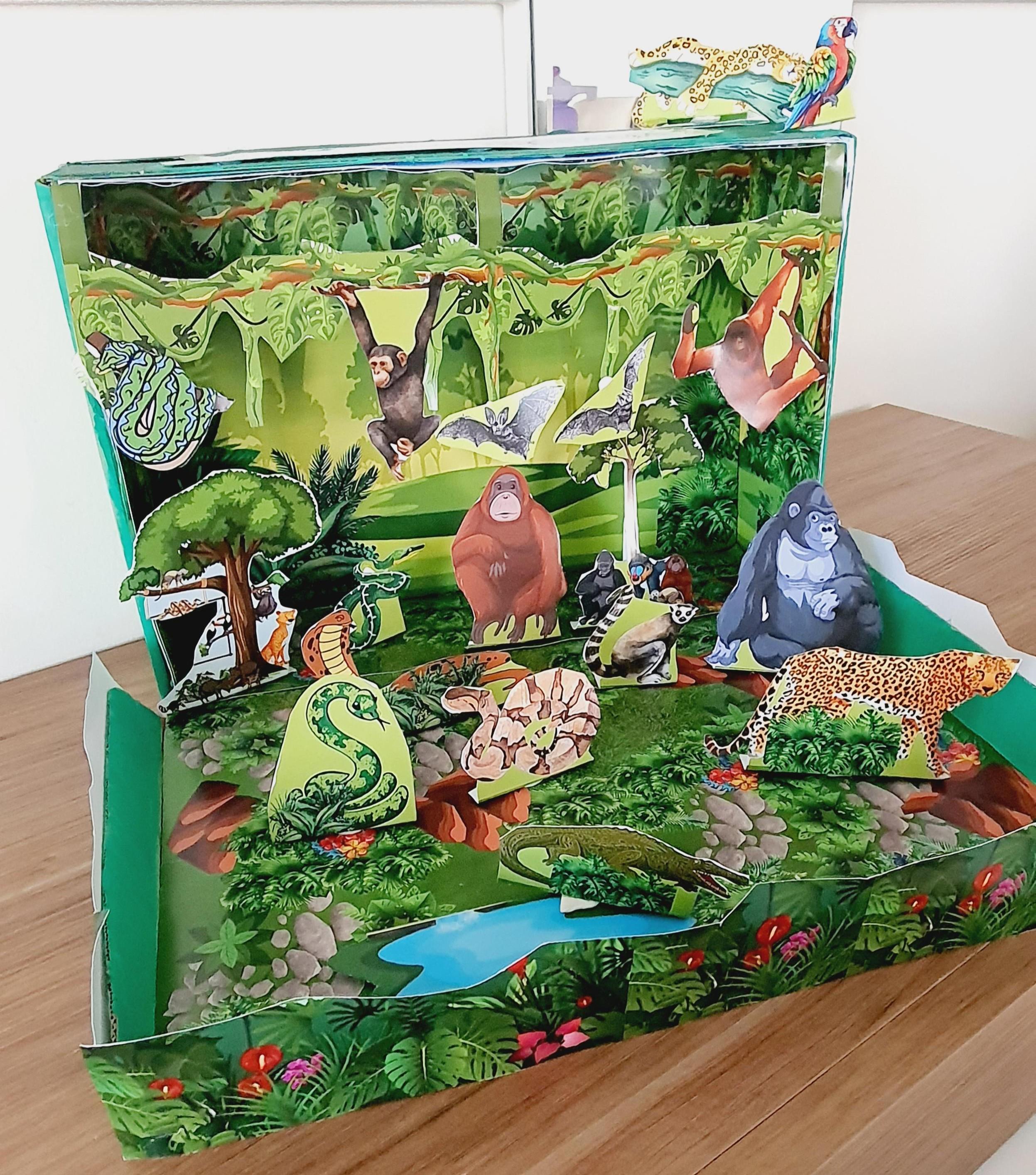 Printable Shoebox Diorama Rainforest: Tropikal Animals Habitat Project ...