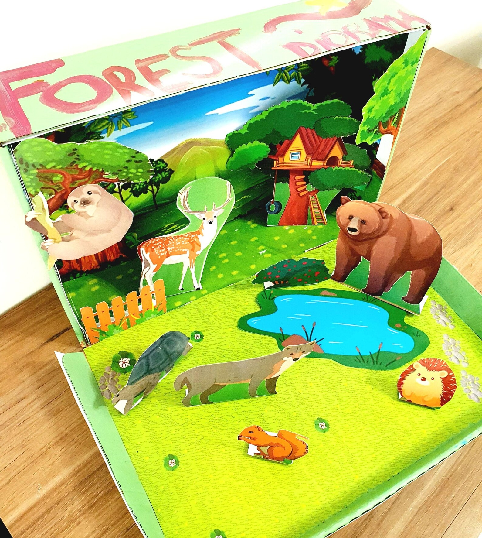 Printable Shoebox Diorama,green Forest Habitat Animals Nature Miniature ...
