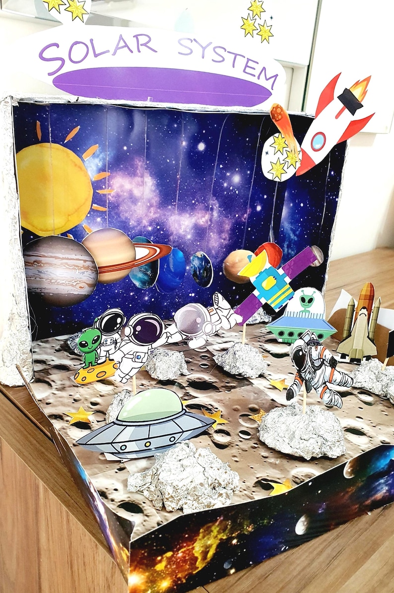 Printable Shoebox Diorama Solar System: Space Planet Astronaut Project ...