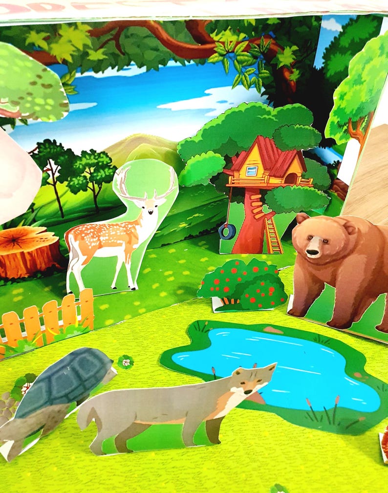 Printable Shoebox Diorama,green Forest Habitat Animals Nature Miniature ...